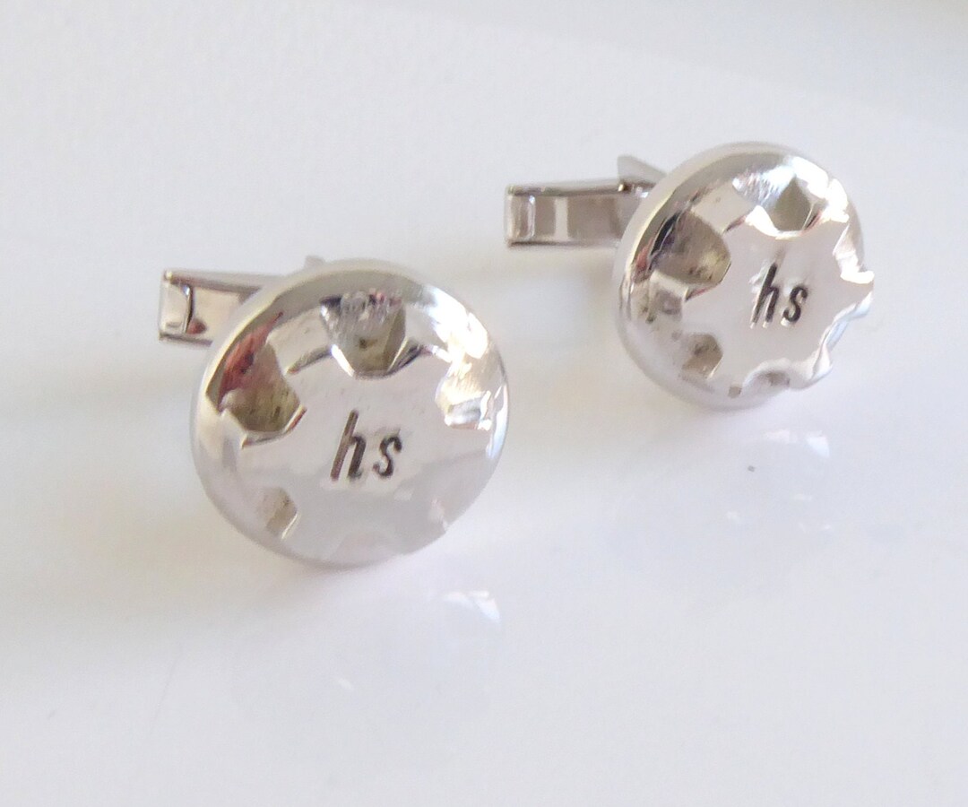 Cufflinks With Letters HS Silver Plated 90s Easter - Etsy UK