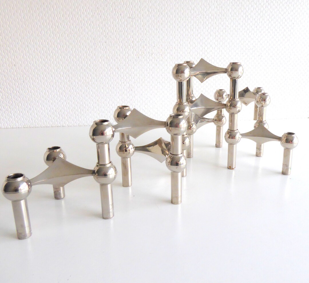 8x Vintage Candle Holders Nagel Design 70s Mid Century Set of German ...