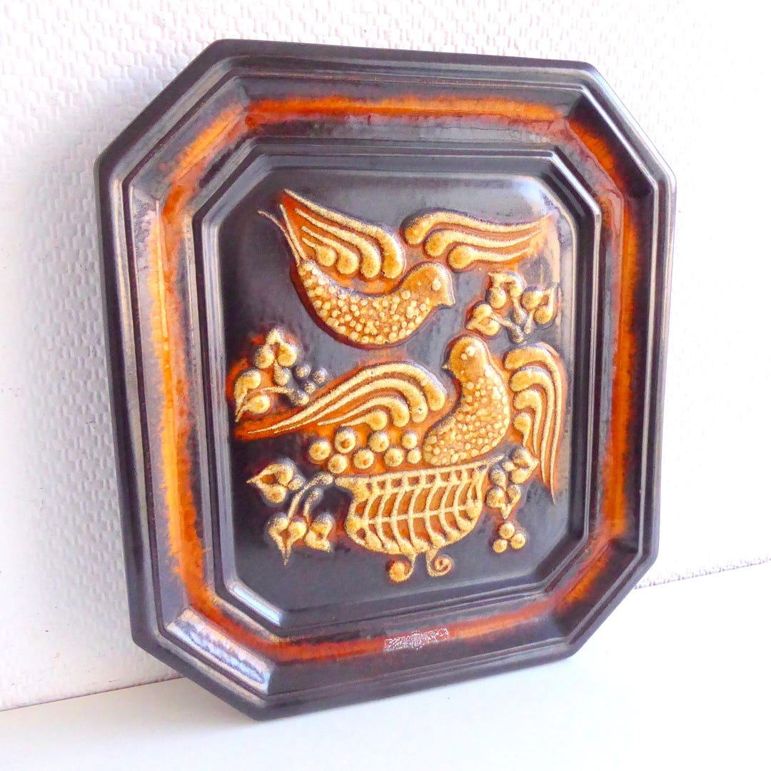 Vintage Ceramic Wall Picture Birds/ Wall Plate Bird Pair/ Wall ...
