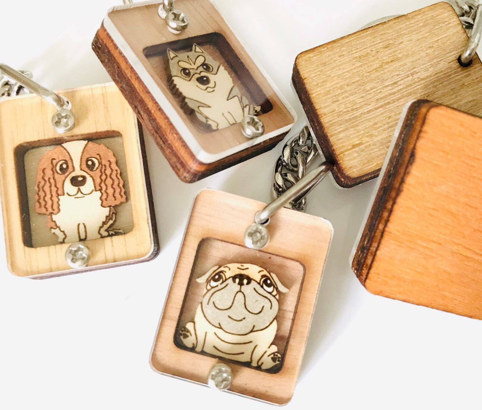 Wooden Frame Keychain Dog Puppy 3d Animals - Etsy UK