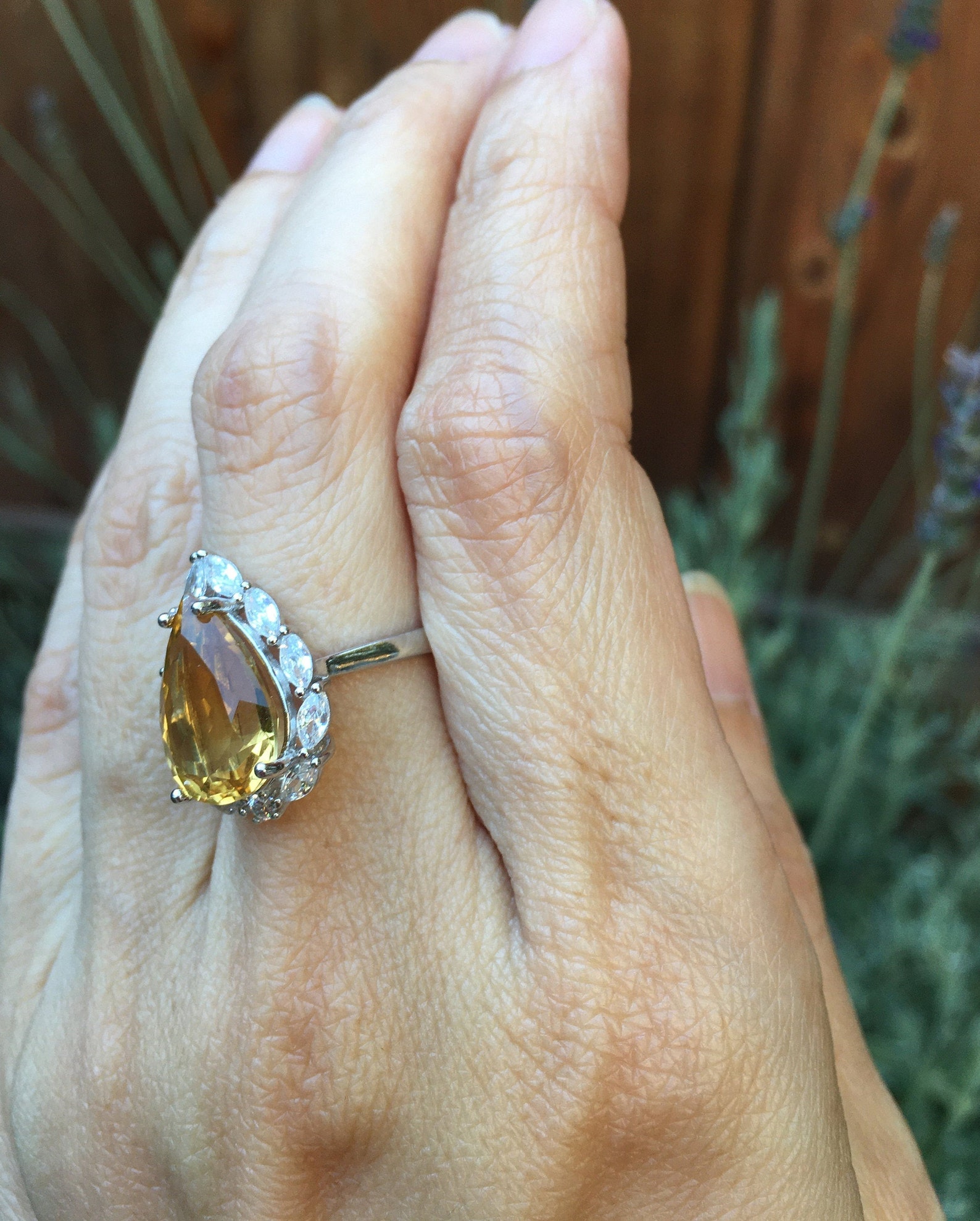 Natural Beautiful Citrine Teardrop Shape Ring Ajustable November ...