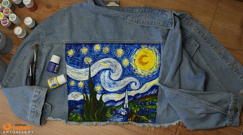 Van Gogh Starry Night Denim Jacket Custom Personalized - Etsy