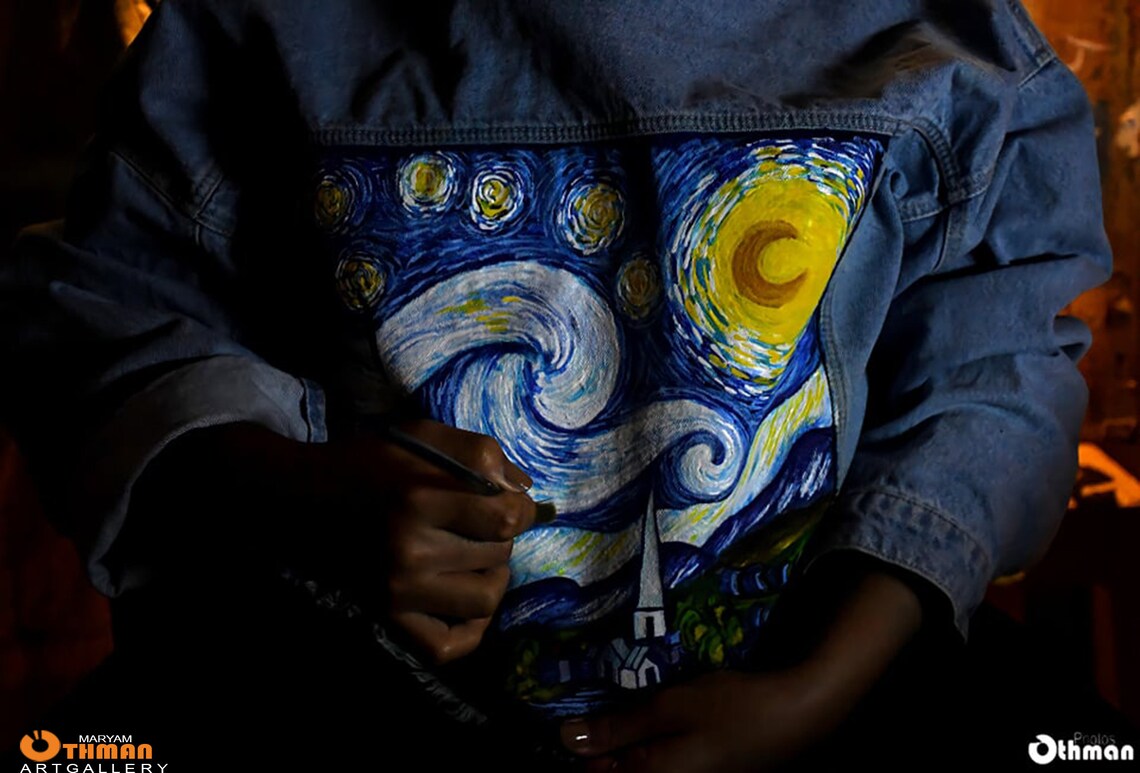 Van Gogh Starry Night Denim Jacket Custom Personalized - Etsy