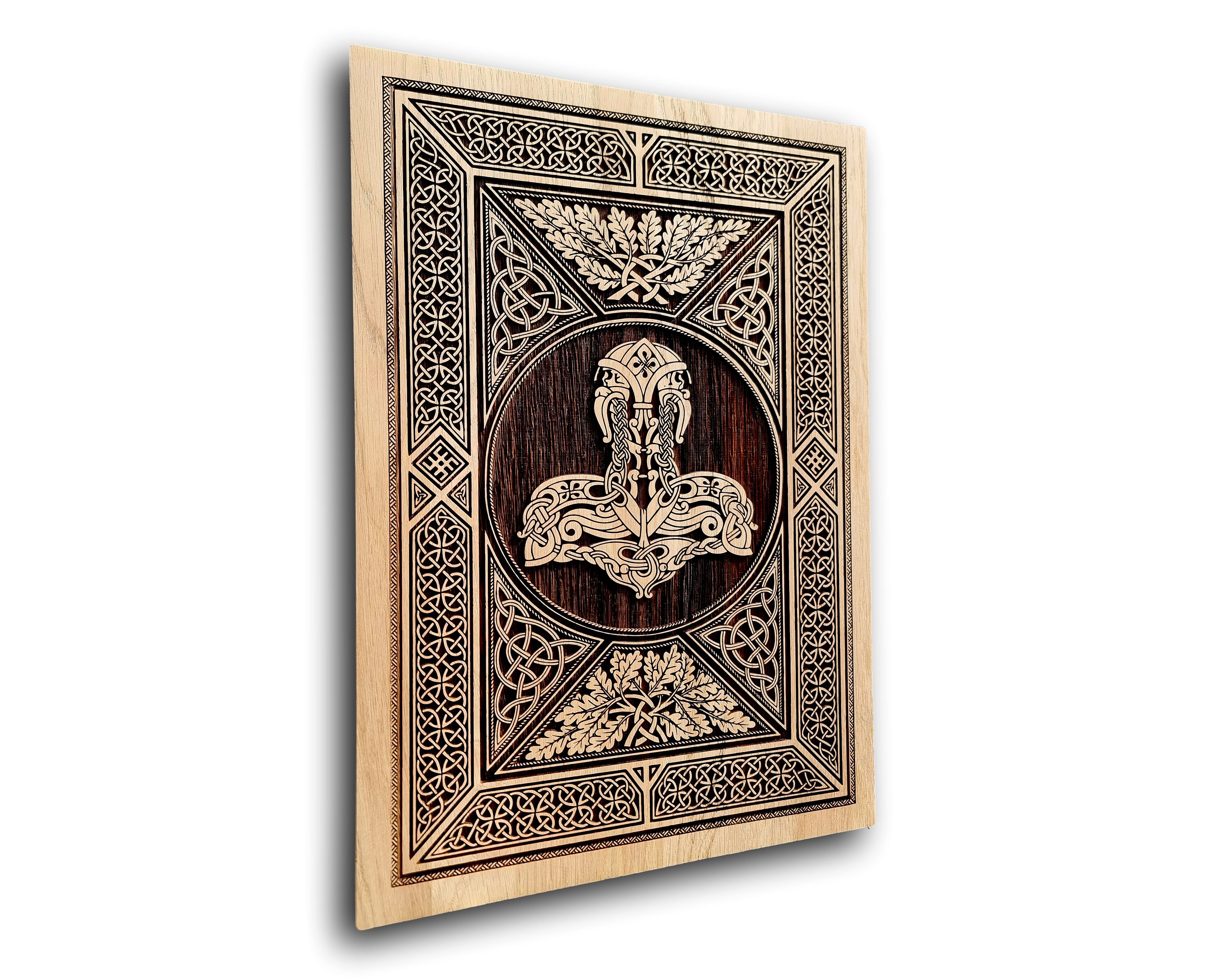 Norse Mythology Mjolnir Celtic Knot Wall Decor Unique Carved - Etsy