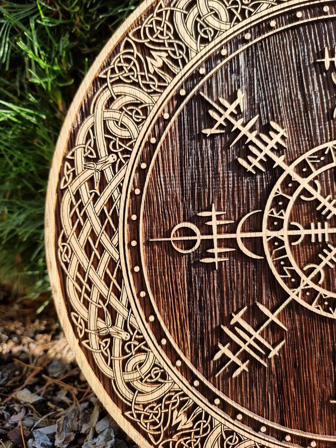 Pyrography Viking Helm of Awe Norse Wooden Art Viking Wall - Etsy