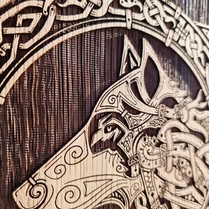Pyrography Woodburn Alpha Wolf Wall Art, Fenrir Wolf Wood Carving ...