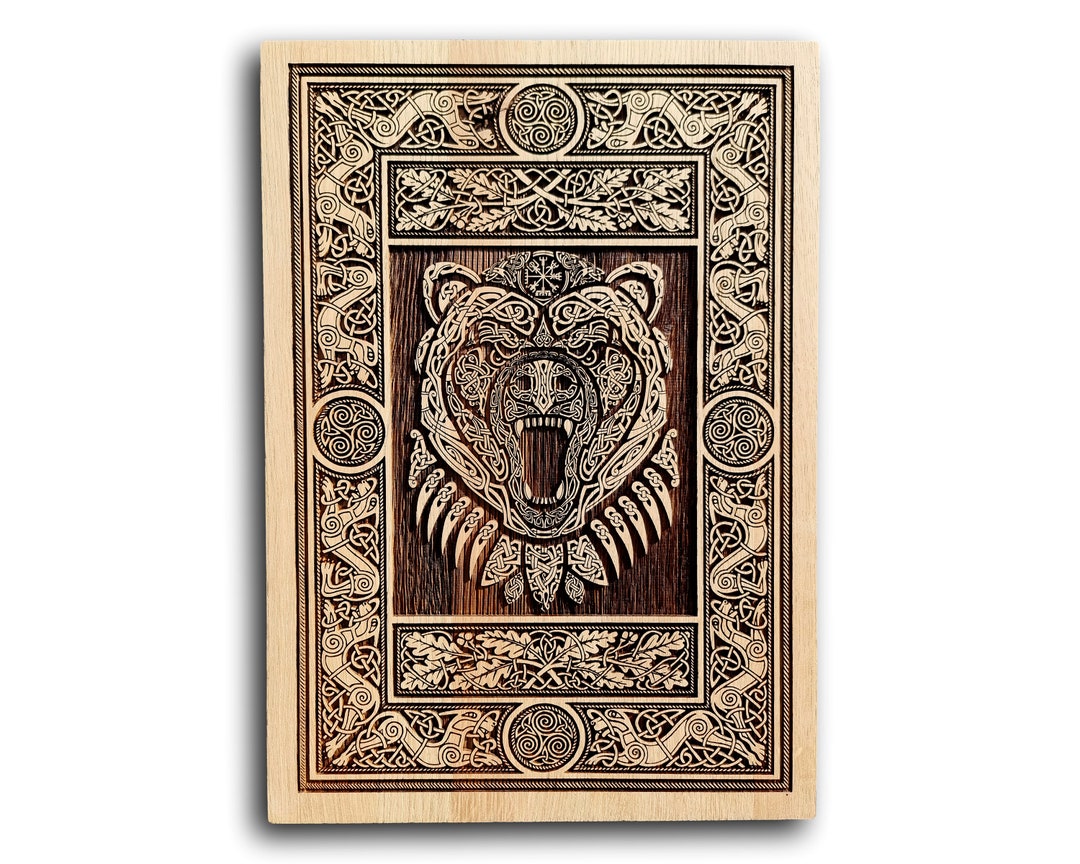 Woodburning Bear Berserker Wall Art, Pyrography Odin Art, Vikings Norse ...