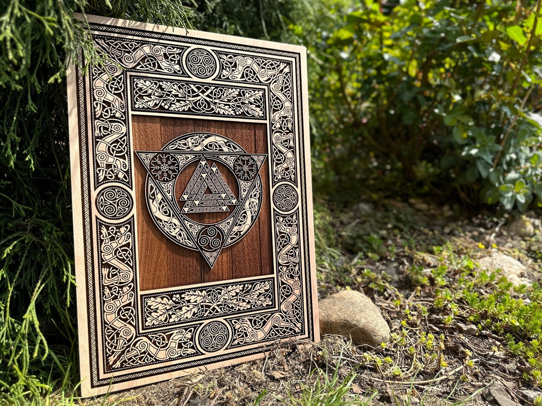 Viking Decor Pagan Symbols Triskele, Vegvisir, Helm of Awe, Valknut ...