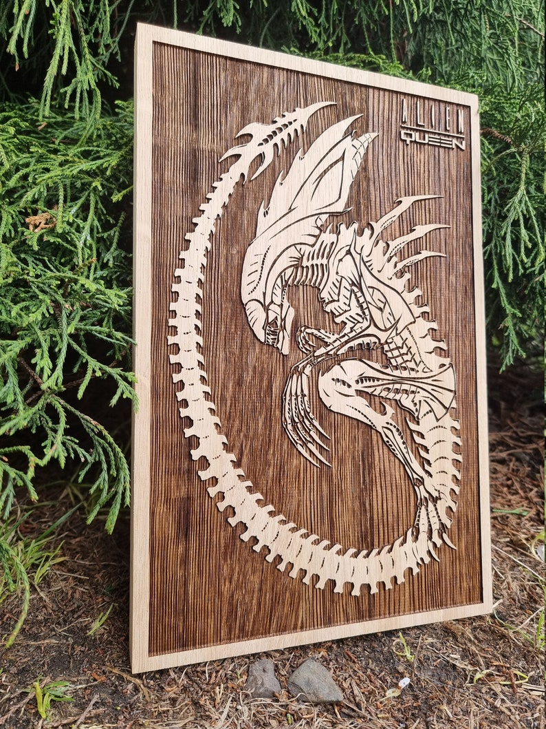 H.R. Giger alien queen wall art oak wood | Etsy