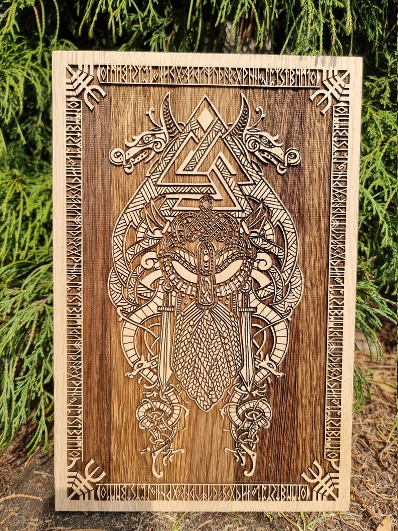 Viking Wood Art Knotwork Mask Valknut With Runic Borders - Etsy