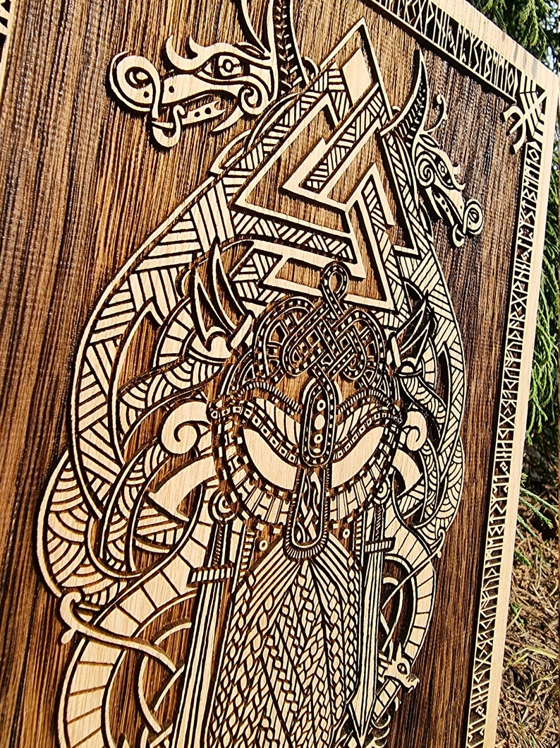 Viking Wood Art Knotwork Mask Valknut With Runic Borders - Etsy