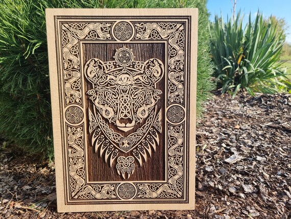 Viking Bear Wooden Wall Art Pyrography Norse Pagan - Etsy