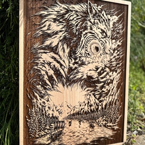 Norse Wolf Fenrir Eating the Sun the Beginning of Ragnarök Wooden Wall ...