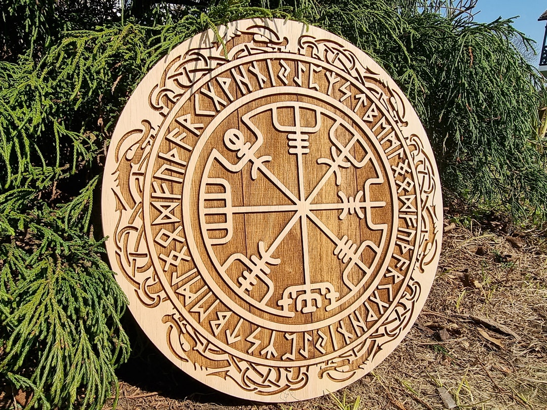 Wood Burned Vegvisir and Runes, Tree of Life , Viking Mythology, Runes ...