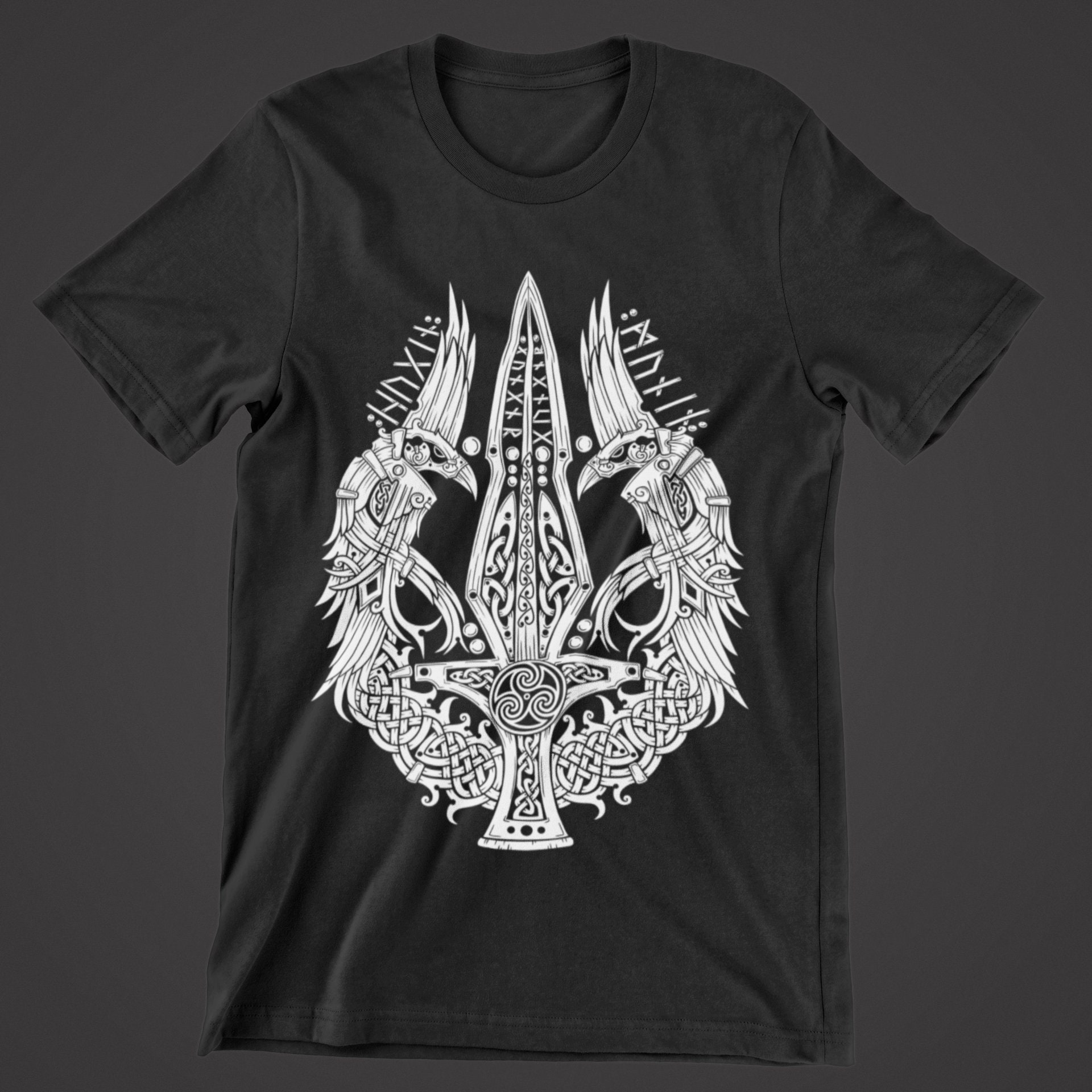 Norse Mythology Odin Spear Gungnir and Ravens T-shirt Viking - Etsy
