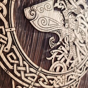 Pyrography Woodburn Alpha Wolf Wall Art, Fenrir Wolf Wood Carving ...