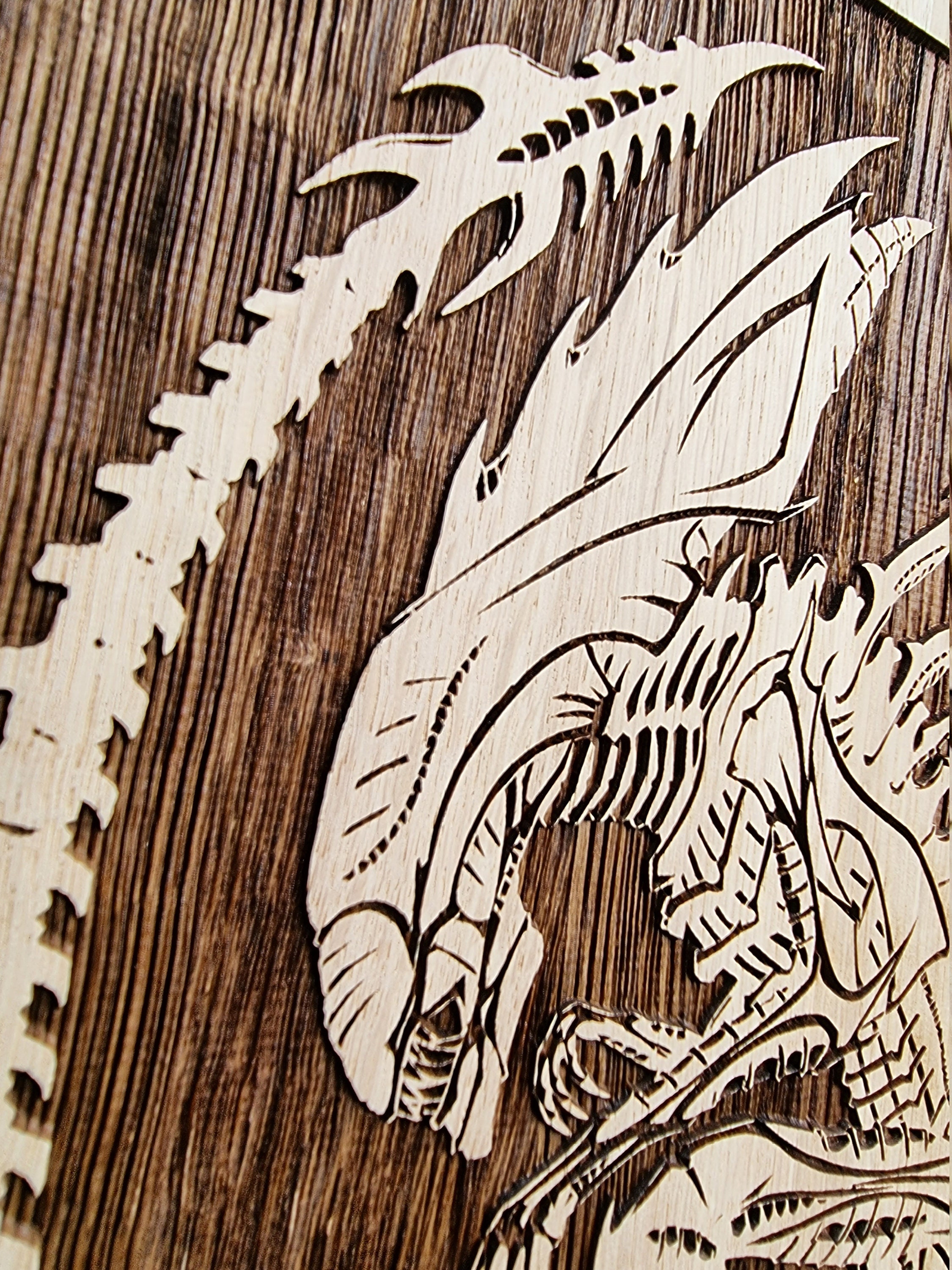 H.R. Giger Alien Queen Wall Art Oak Wood - Etsy