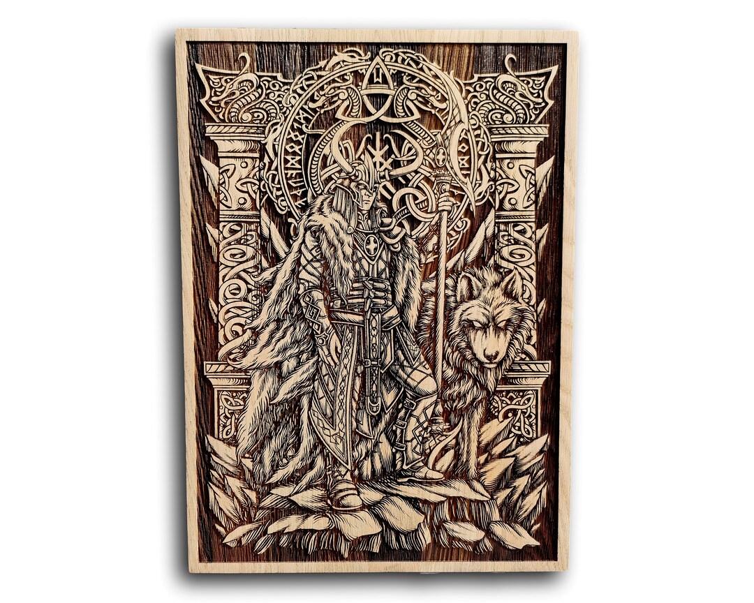 Loki and Fenrir God Pyrography Wall Art, Norse Mythology Norse Pagan ...