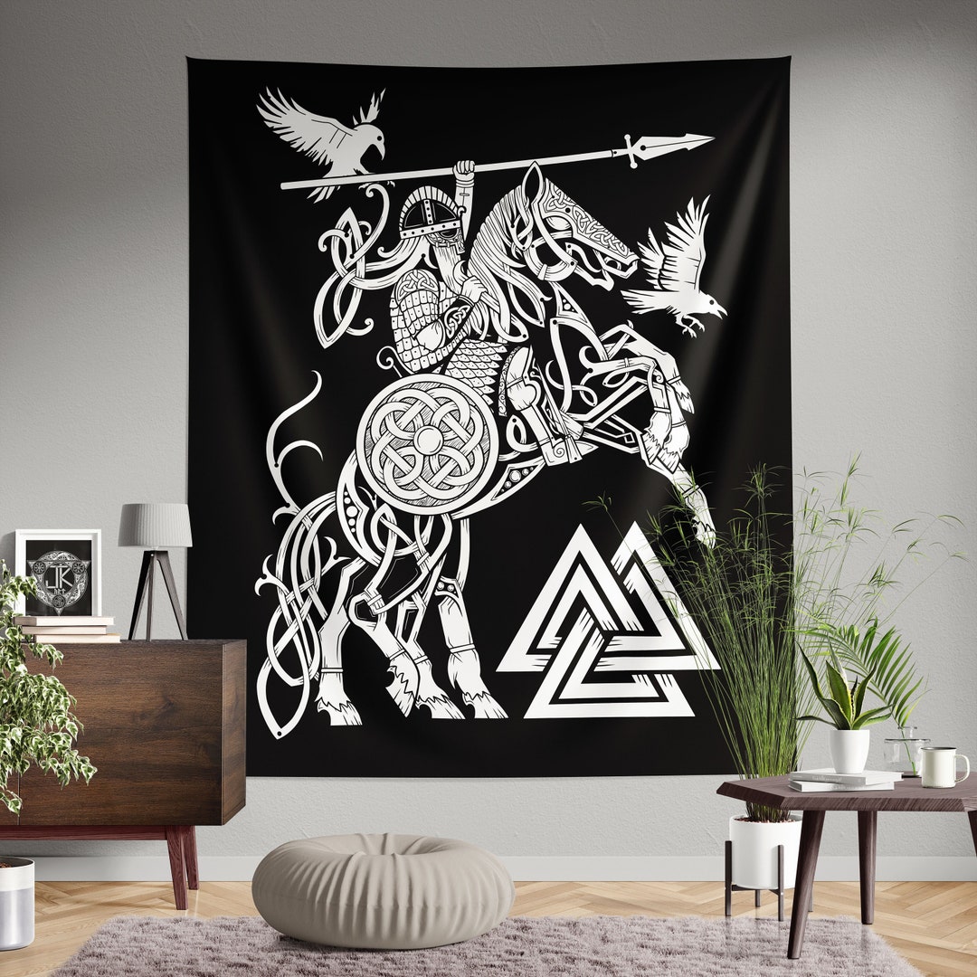 Norse Mythology Odin and Sklepnir Wall Tapestry Backdrop,tapestry Wall ...