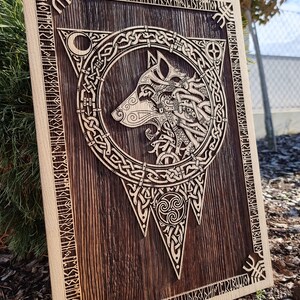 Pyrography Woodburn Alpha Wolf Wall Art, Fenrir Wolf Wood Carving ...