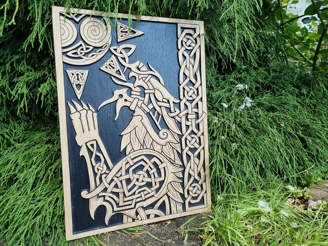 Oak Sculpture of Fenrir Eating the Sun - Etsy