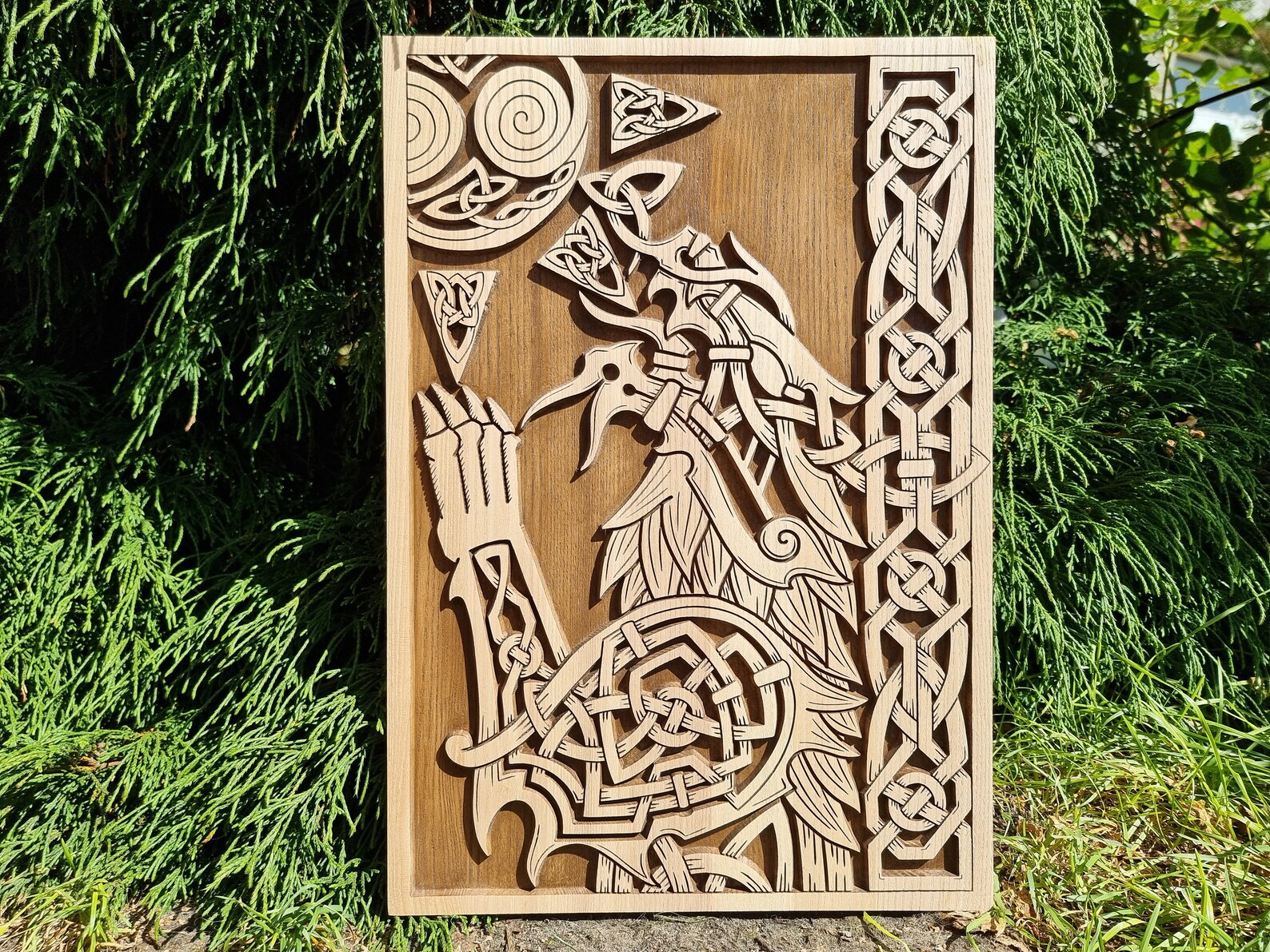 Viking Fenrir Eating the Sun Woodcarving Made From Ash Wood - Etsy