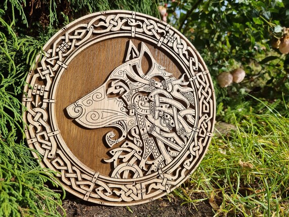 Viking Alpha Wolf Made of Knotwork High Detailed Wood Carving - Etsy