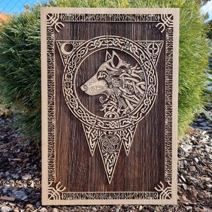 Pyrography Woodburn Alpha Wolf Wall Art, Fenrir Wolf Wood Carving ...