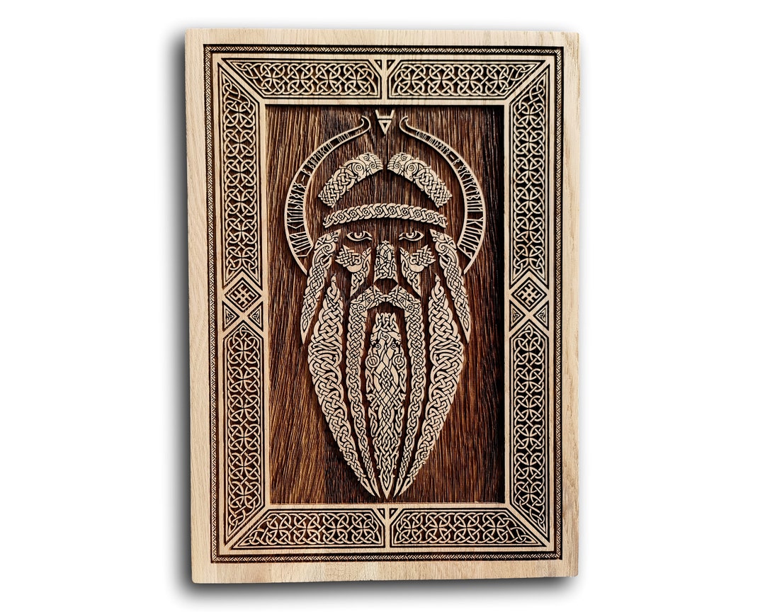 Norse Mythology Druid Celtic Knot Wall Decor, Unique Carved Woodburn ...