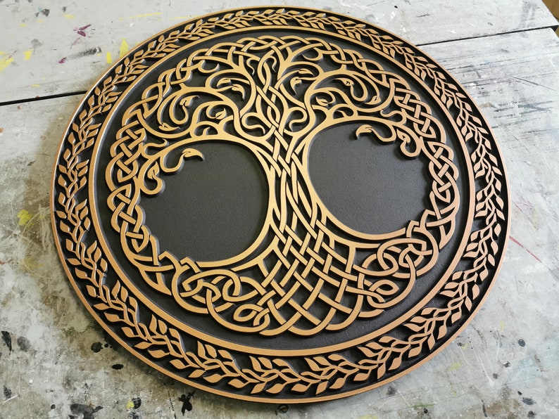 Copper Tree of Life With Black Background Yggdrasil - Etsy