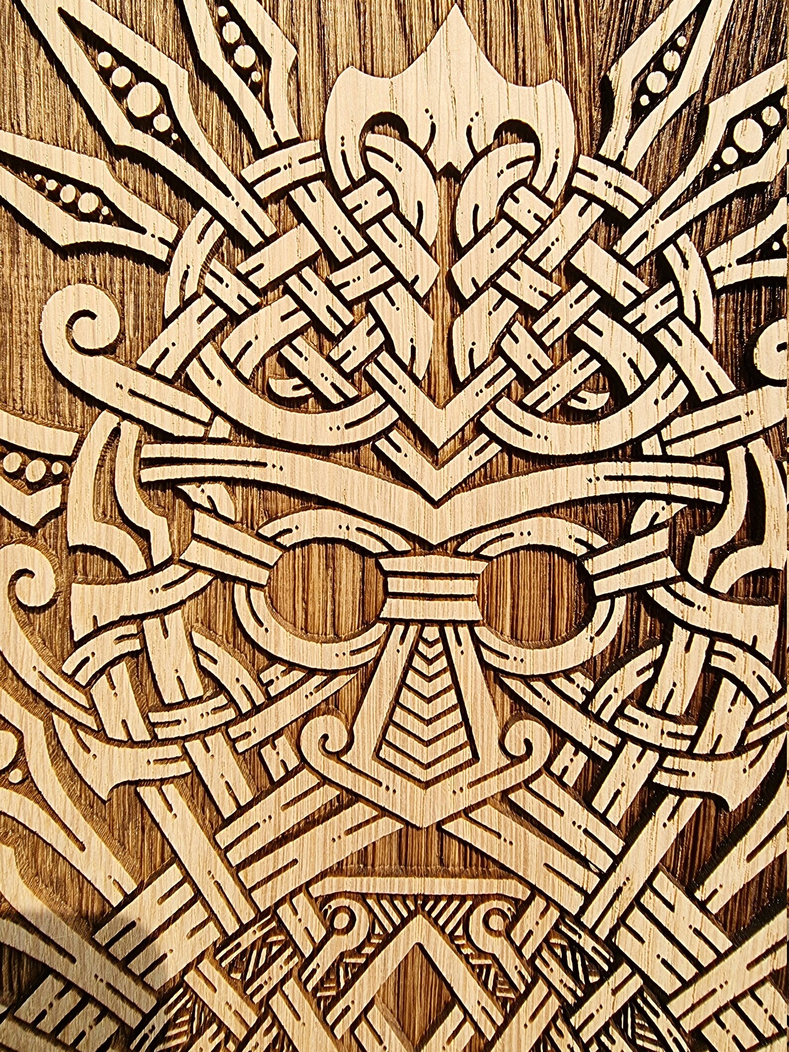 Viking Wood Art Tir Knotwork Mask With Runic Borders Odin | Etsy
