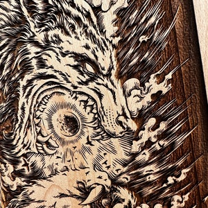 Norse Wolf Fenrir Eating the Sun the Beginning of Ragnarök Wooden Wall ...