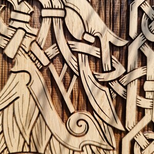 Wall Art of Fenrir Viking Wolf Eating Sun Oak Woodburned Viking Pagan ...