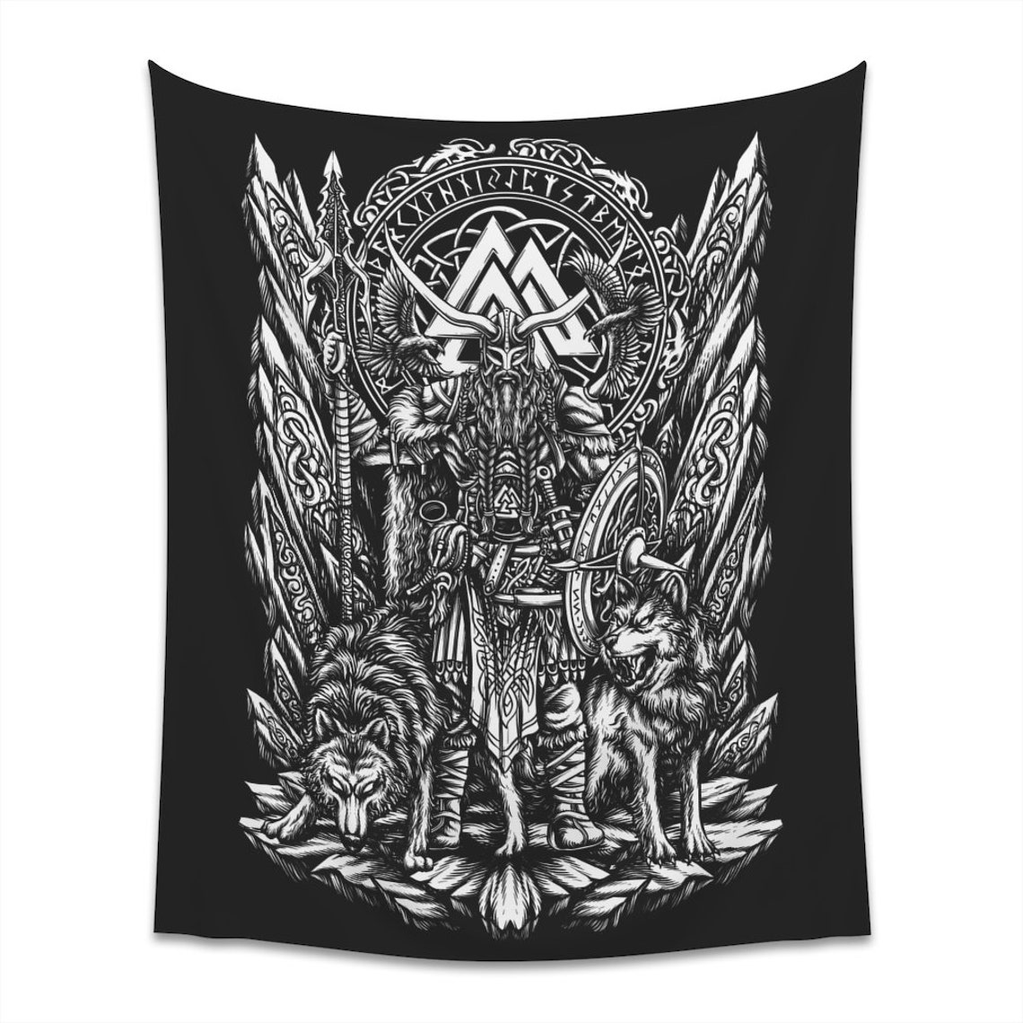 Black and White Viking Odin Wall Tapestry Backdroptapestry - Etsy