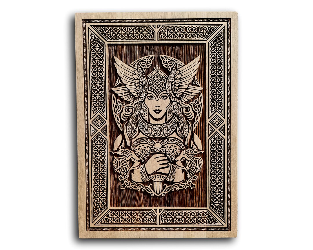 Norse Mythology Goddess Freya Celtic Knot Wall Decor, Unique Carved ...