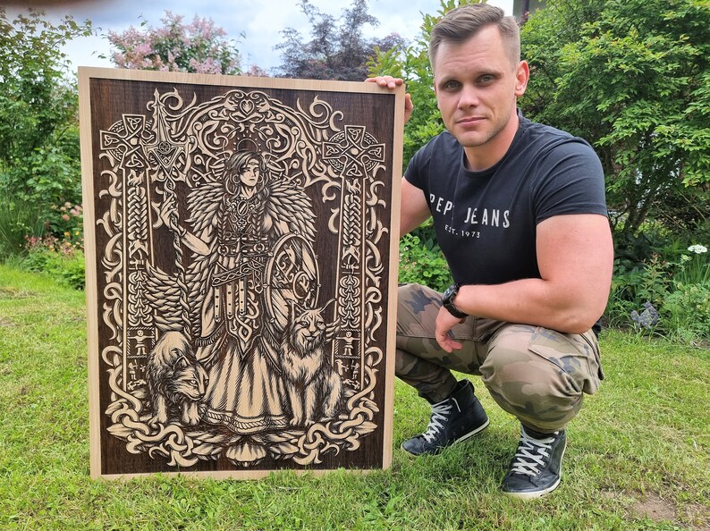 Woodburned Freya Wall Art / Pyrography Picture / Viking Wall - Etsy