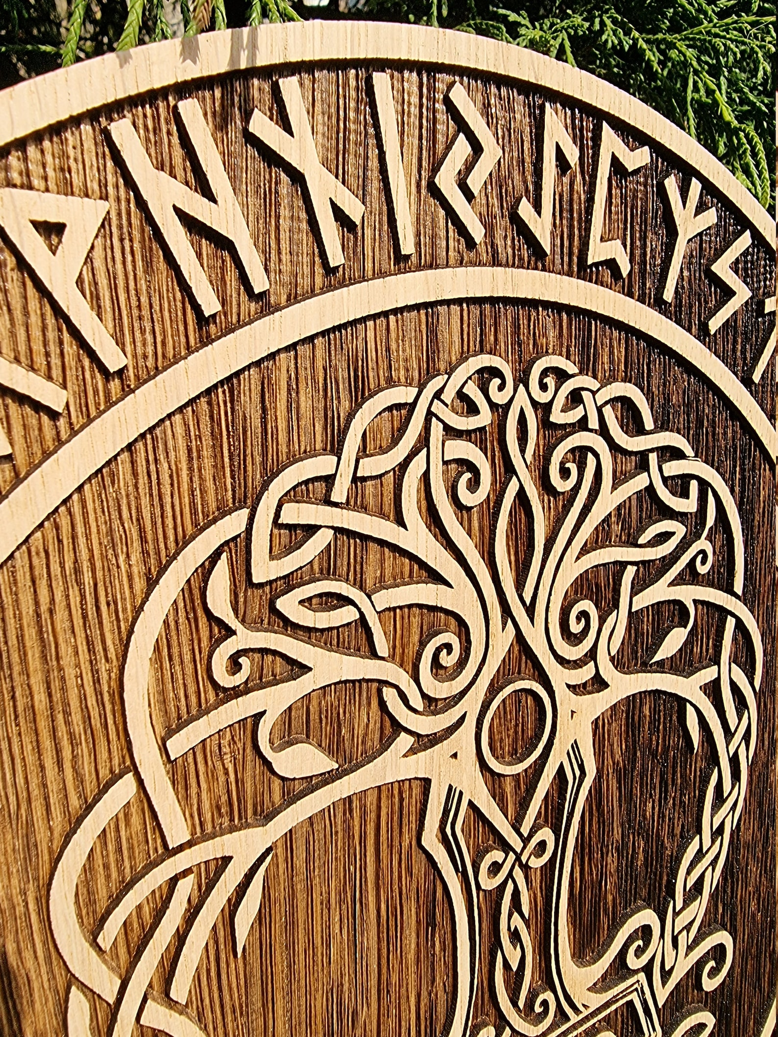 Viking Mjolnir tree of life with runic borders odin heathen | Etsy