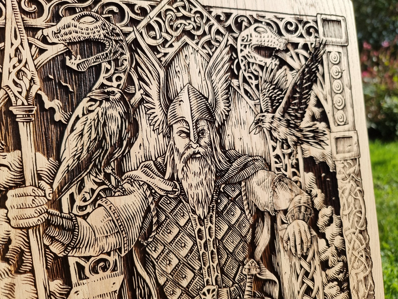Woodburned Odin Wall Art Pyrography Viking Art Norse - Etsy