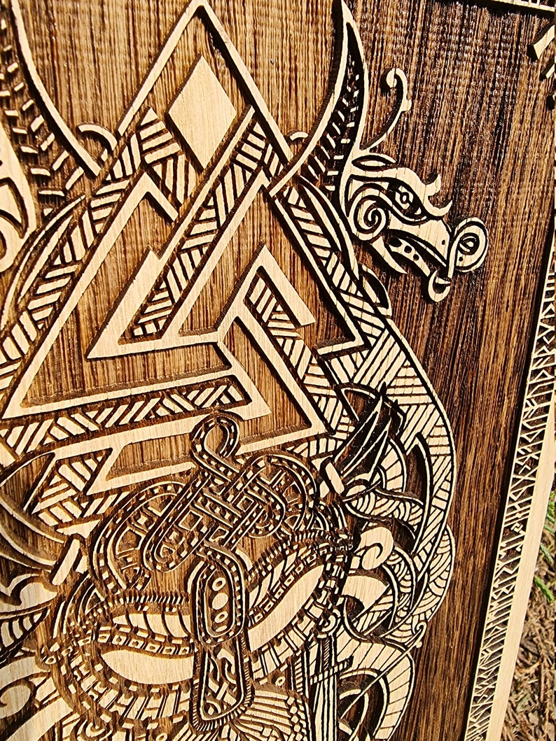 Viking Wood Art Knotwork Mask Valknut With Runic Borders - Etsy