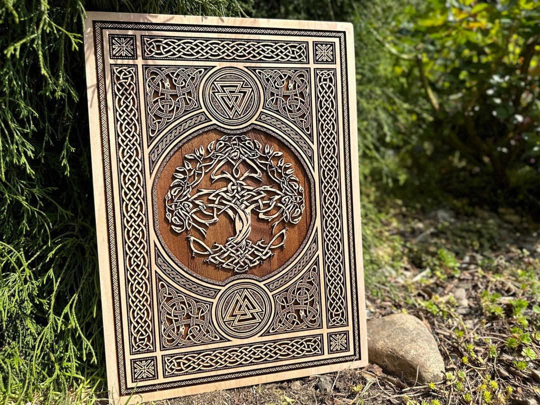 Sacred Tree of Life Raw Version With Knot Work Frame Valknut Symbol - Etsy