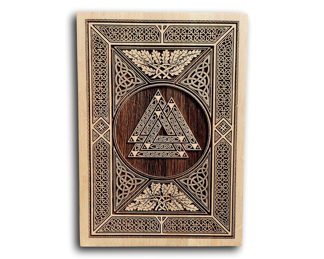 Viking Valknut Symbol 2 Pyrography Wall Art, Norse Mythology Norse ...