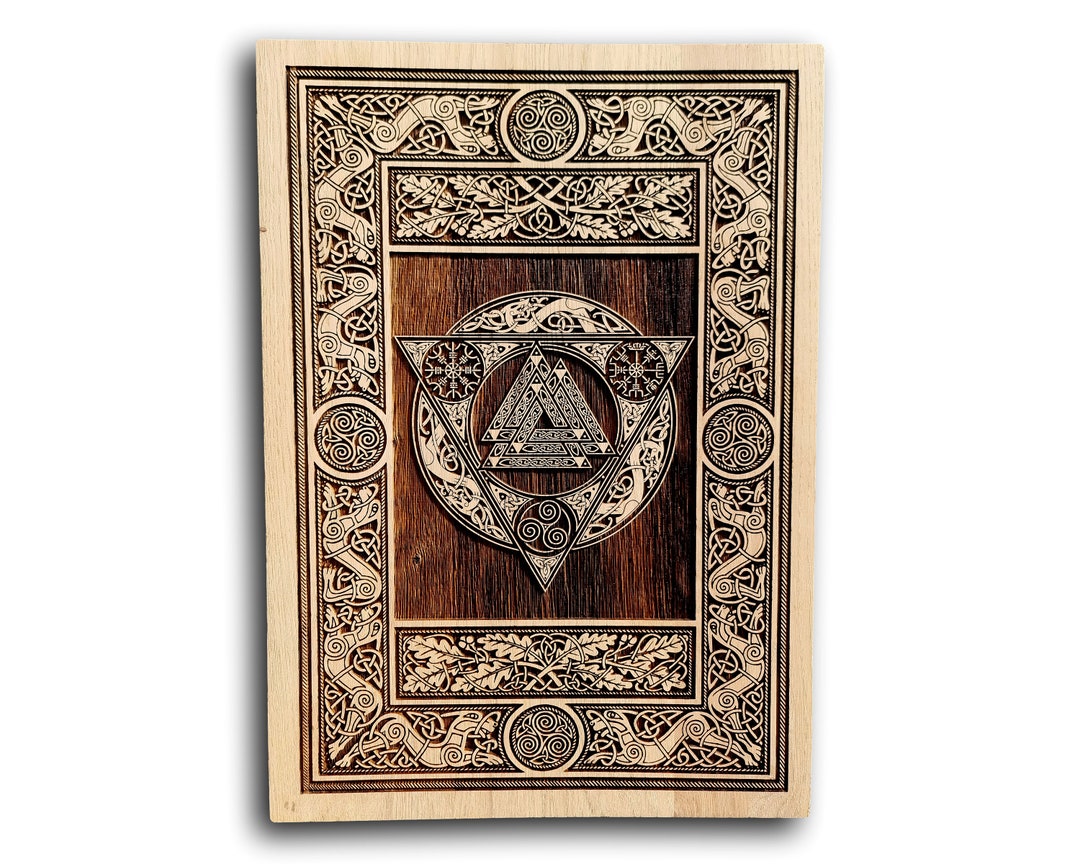 Woodburning Norse Symbols Wall Art, Pyrography Odin Art, Vikings Norse ...