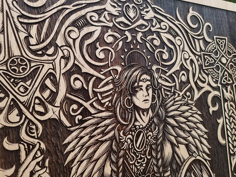 Woodburned Freya Wall Art / Pyrography Picture / Viking Wall - Etsy