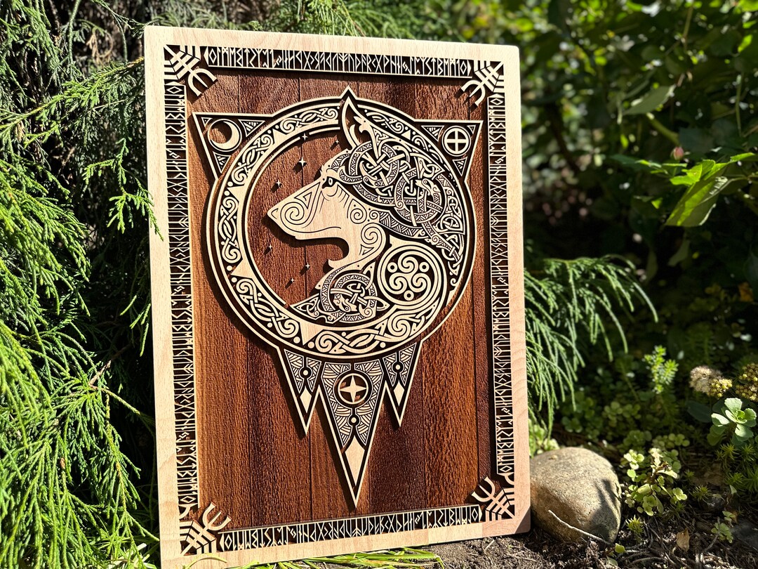 Viking Alpha Wolf Norse Knotwork Artwork Norse Mythology Home Wall ...