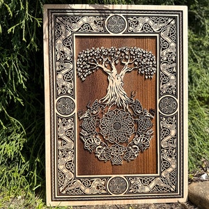Yggdrasil the Sacred Tree of Life Detailed Roots With Knot Work Frame ...