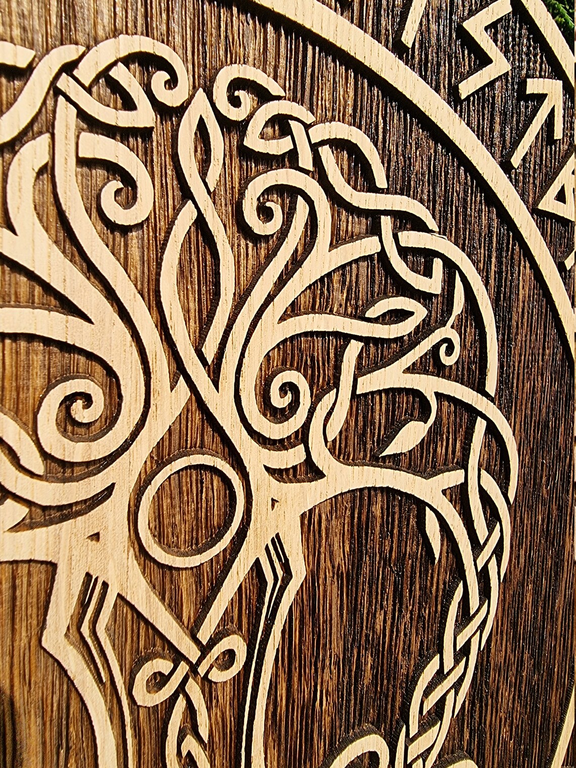 Viking Mjolnir tree of life with runic borders odin heathen | Etsy