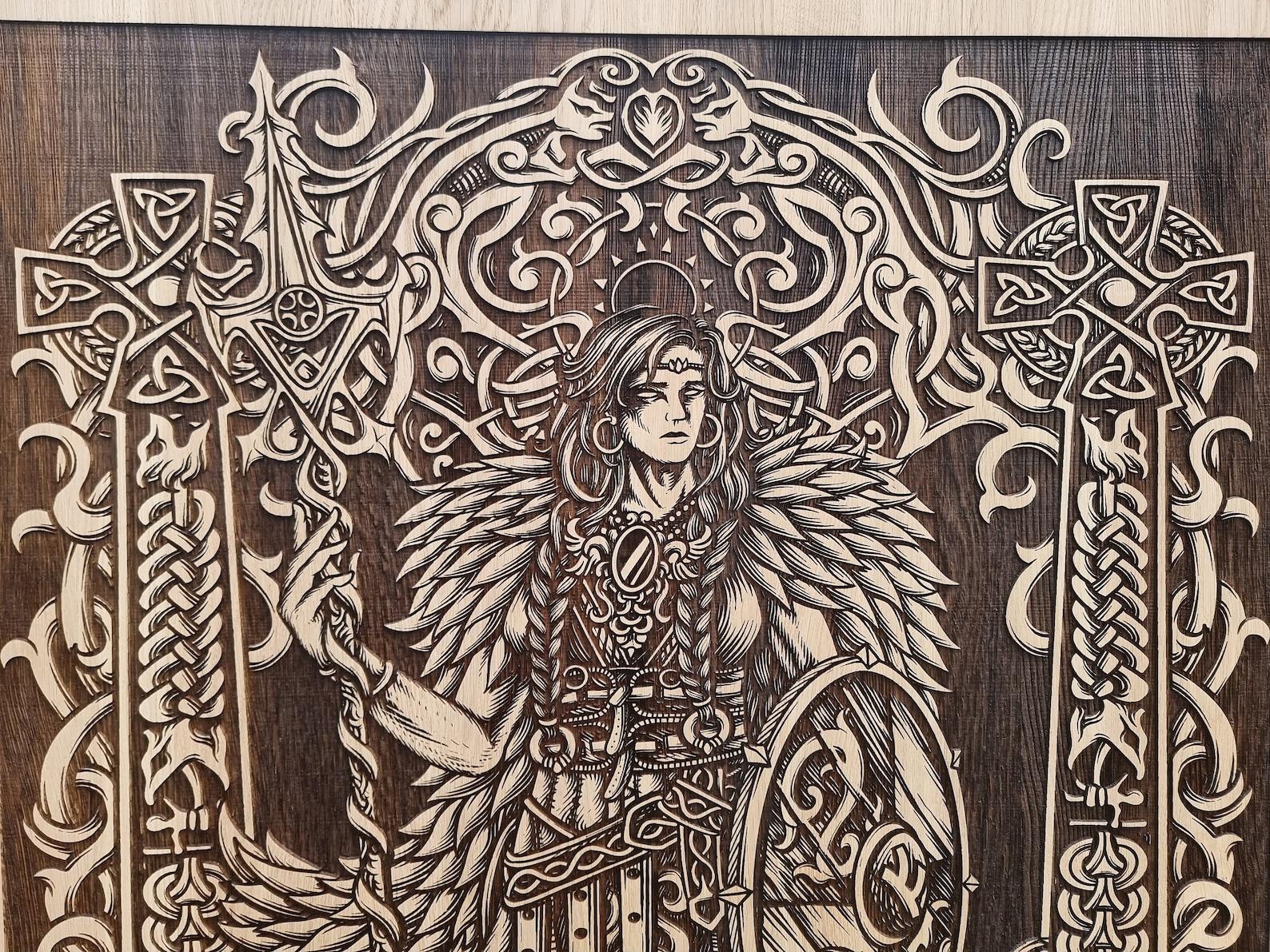 Woodburned Freya Wall Art / Pyrography Picture / Viking Wall - Etsy
