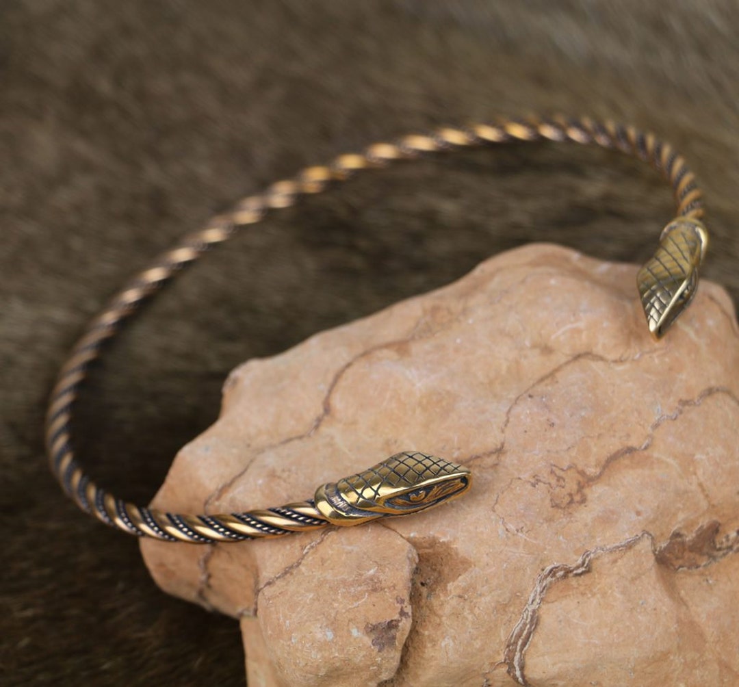 Jormungandr Snake Bronze Torque Viking Style Nordic Jewelry - Etsy
