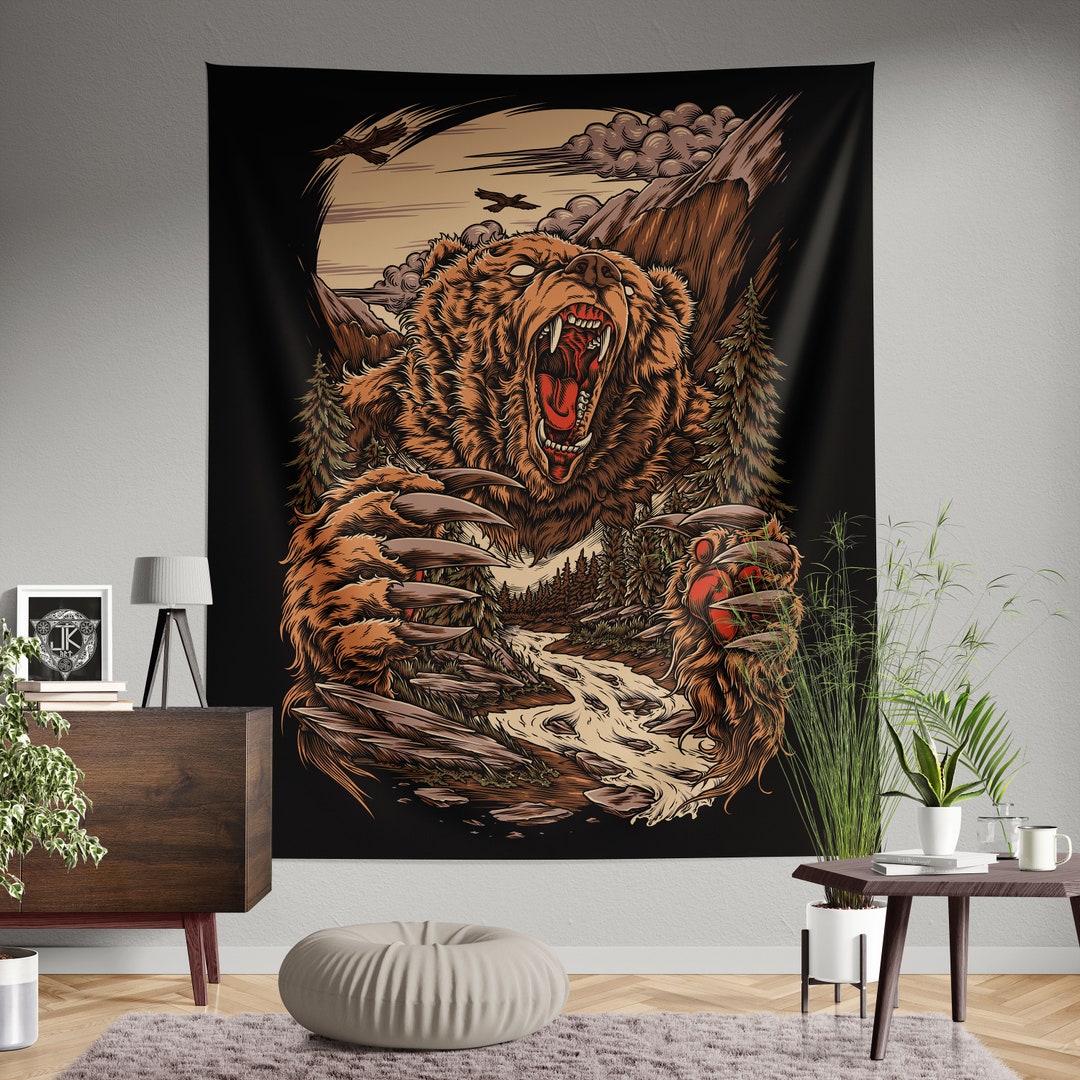 Norse Mythology Bear the Protector of Nature, Wall Tapestry Backdrop ...