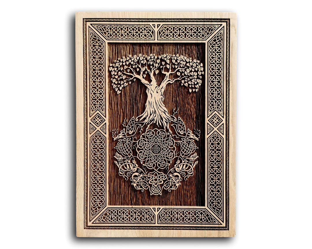 Norse Mythology Yggdrasil Tree Celtic Knot Wall Decor, Unique Carved ...